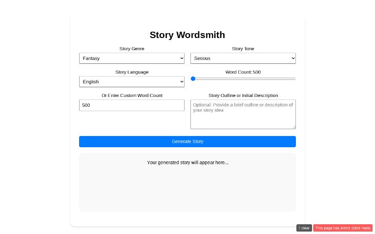 Story Wordsmith ― Perchance Generator