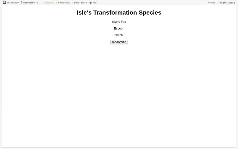 Isle's Transformation Species ― Perchance Generator