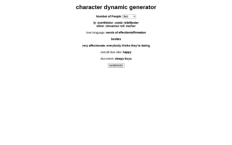 character dynamic generator