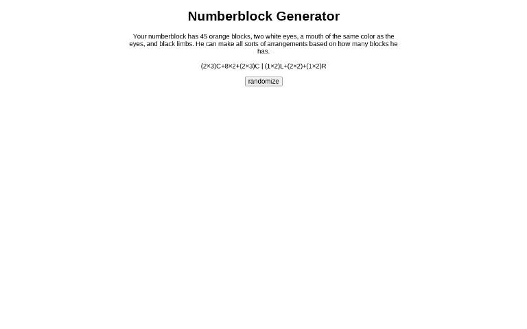 Numberblock Generator