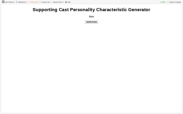 Supporting Cast Personality Characteristic Generator