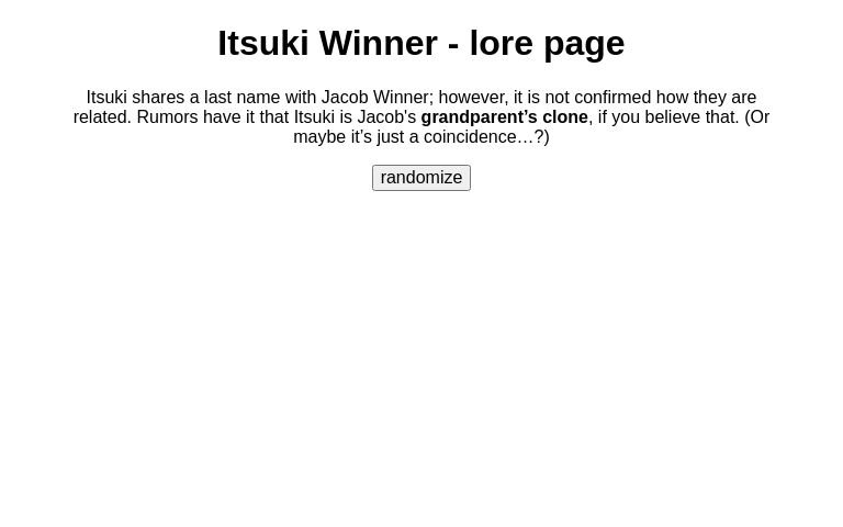 Itsuki Winner - lore page ― Perchance Generator