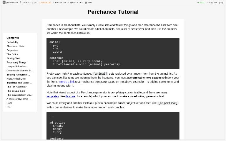 Perchance Tutorial ― Perchance Generator