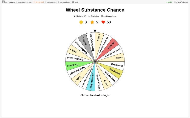 Wheel Substance Chance ― Perchance Generator