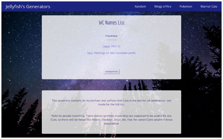 WC Names List ― Perchance Generator