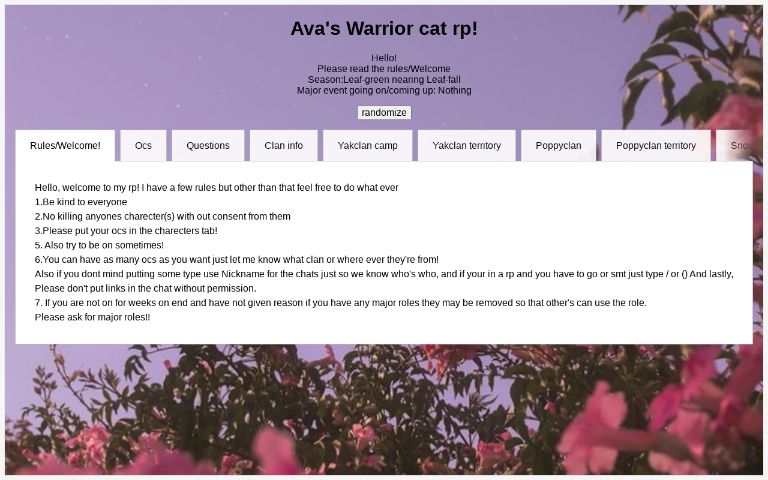 Ava's Warrior cat rp! ― Perchance Generator