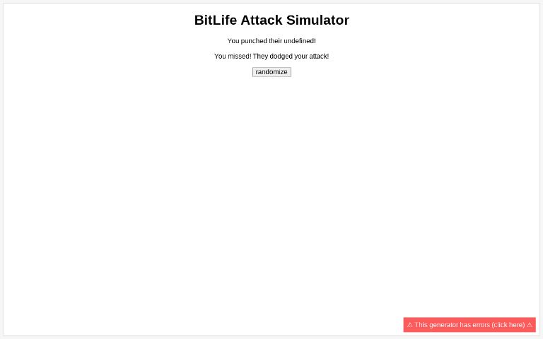 BitLife Attack Simulator ― Perchance Generator