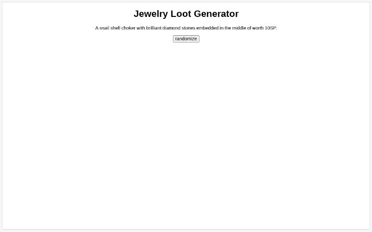Jewelry Loot Generator