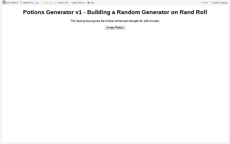 Potions Generator v1 - Building a Random Generator on Rand Roll