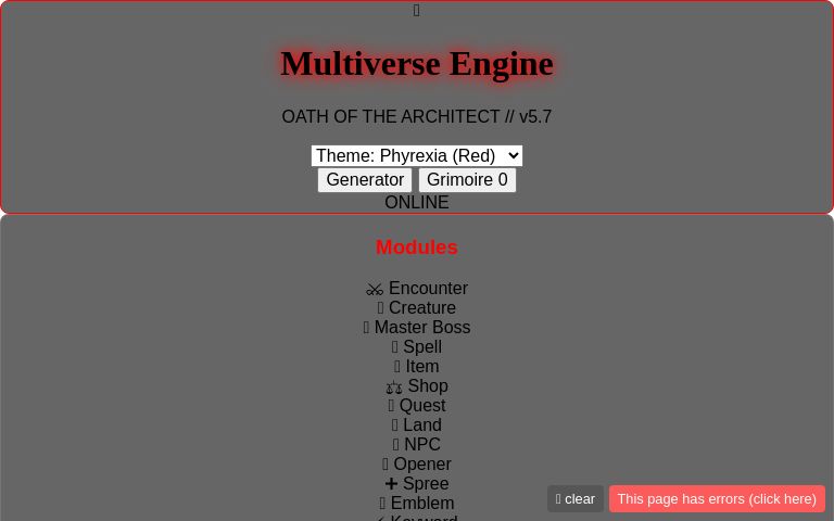 Multiverse Engine ― Perchance Generator