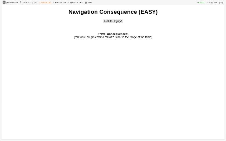 Navigation Consequence (EASY) ― Perchance Generator