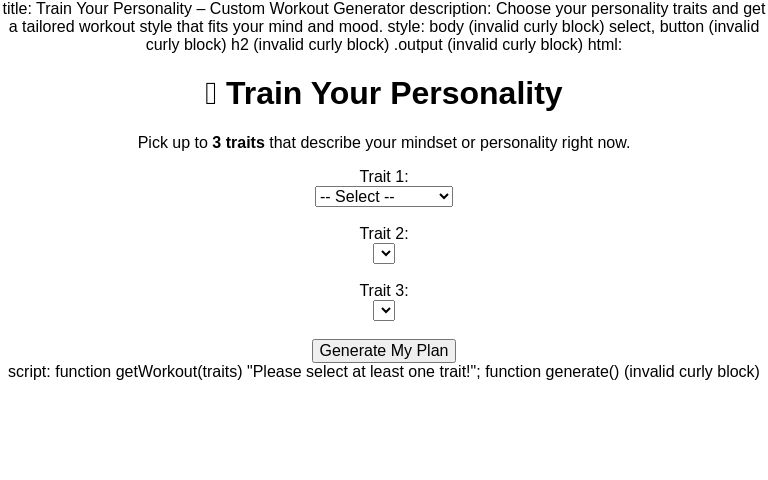 💡 Train Your Personality ― Perchance Generator