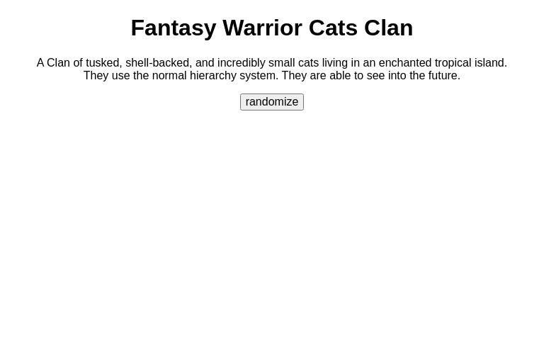 Fantasy Warrior Cats Clan ― Perchance Generator