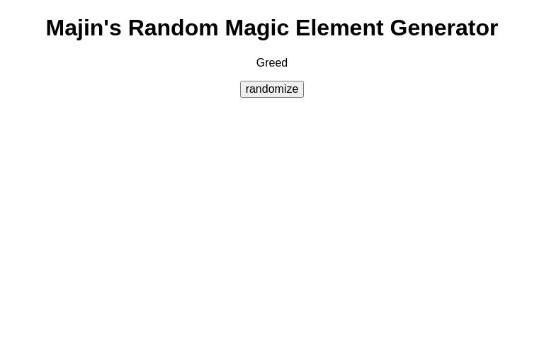 Majin's Random Magic Element Generator