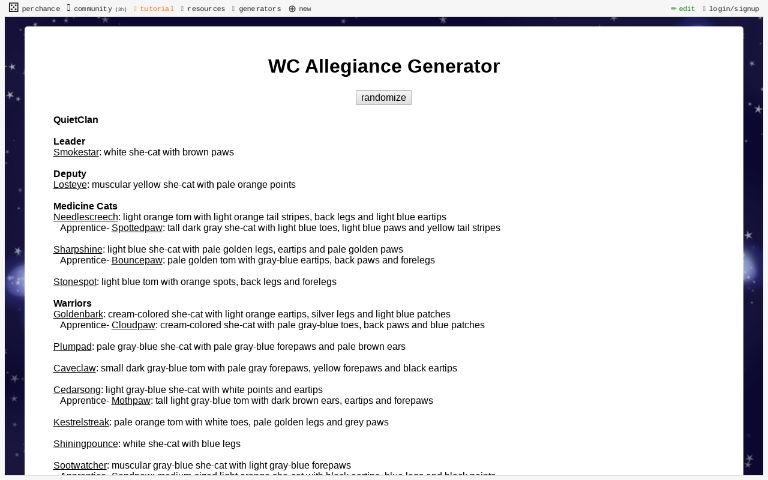 WC Allegiance Generator