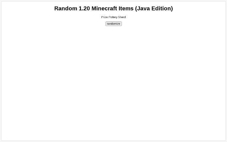 Random 1.20 Minecraft Items (Java Edition) ― Perchance Generator
