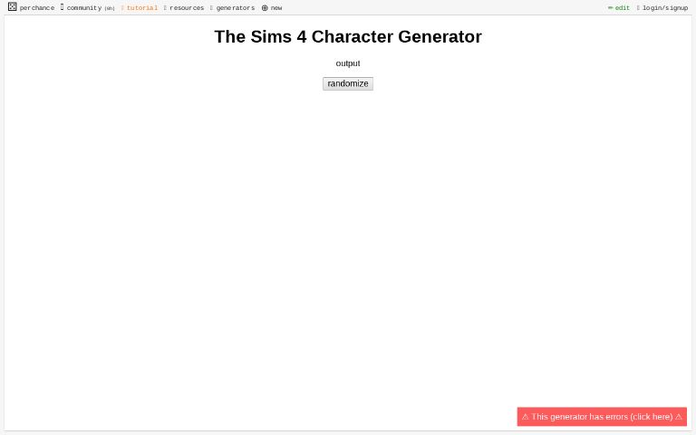 The Sims 4 Character Generator