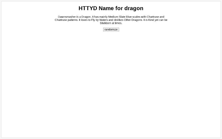 HTTYD Name for dragon ― Perchance Generator