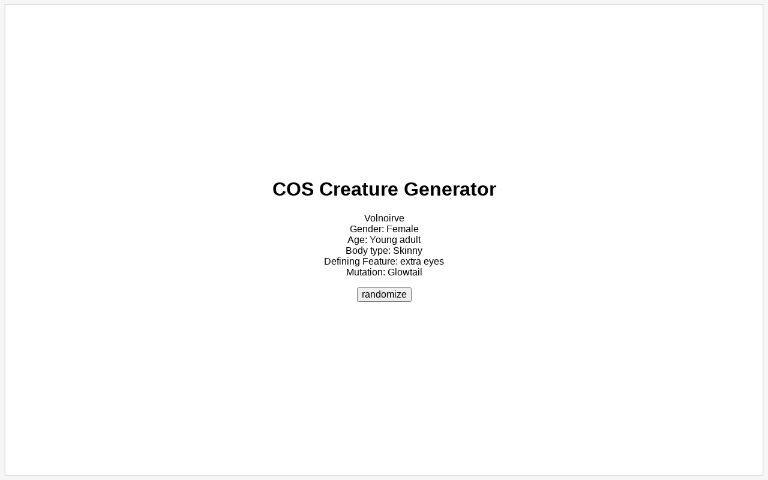 COS Creature Generator