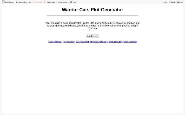 Warrior Cats Plot Generator