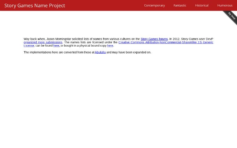 Story Games Name Project ― Perchance Generator