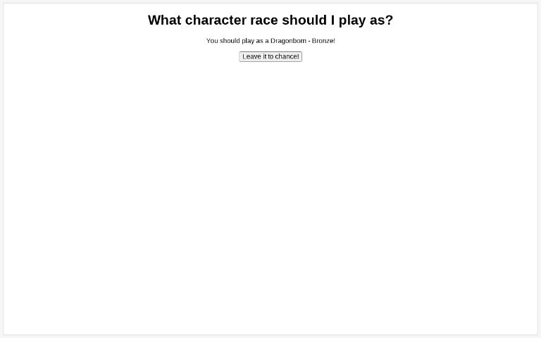 What character race should I play as? ― Perchance Generator