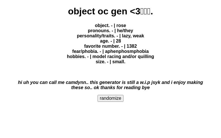 object oc gen