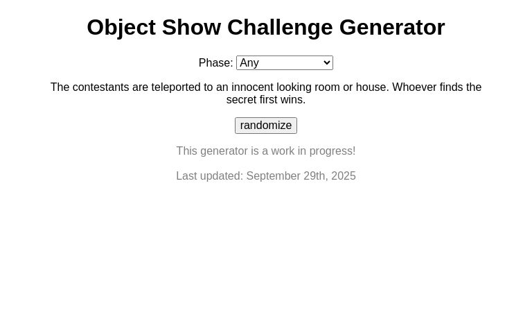 Object Show Challenge Generator