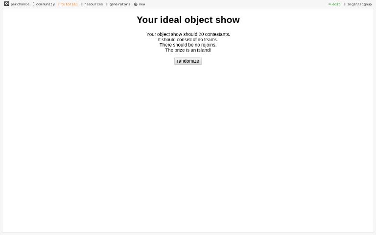 Your ideal object show ― Perchance Generator