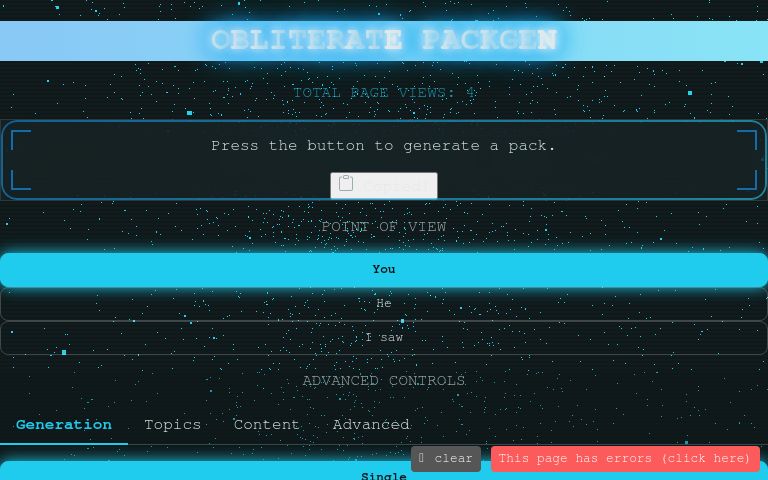 OBLITERATE PACKGEN ― Perchance Generator