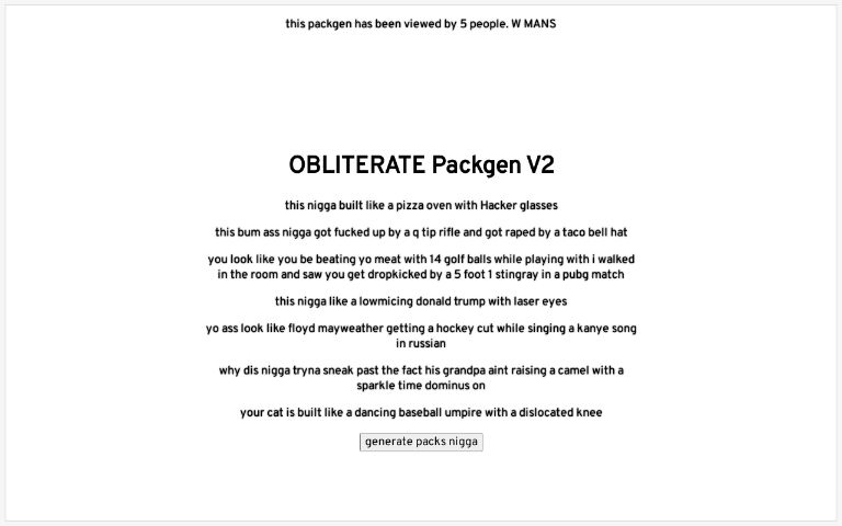 OBLITERATE Packgen V2 ― Perchance Generator