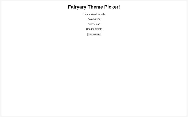 Fairyary Theme Picker! ― Perchance Generator