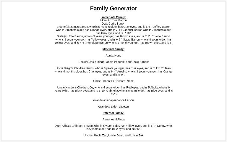Family Generator