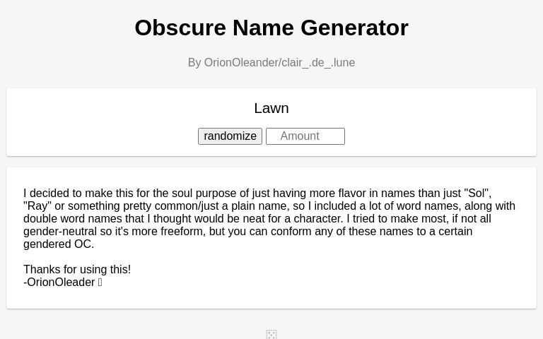Obscure Name Generator