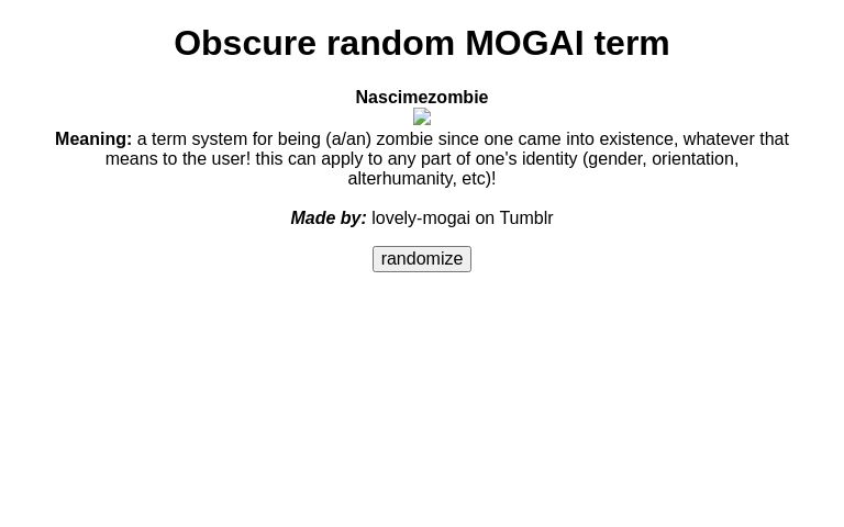 Obscure random MOGAI term ― Perchance Generator