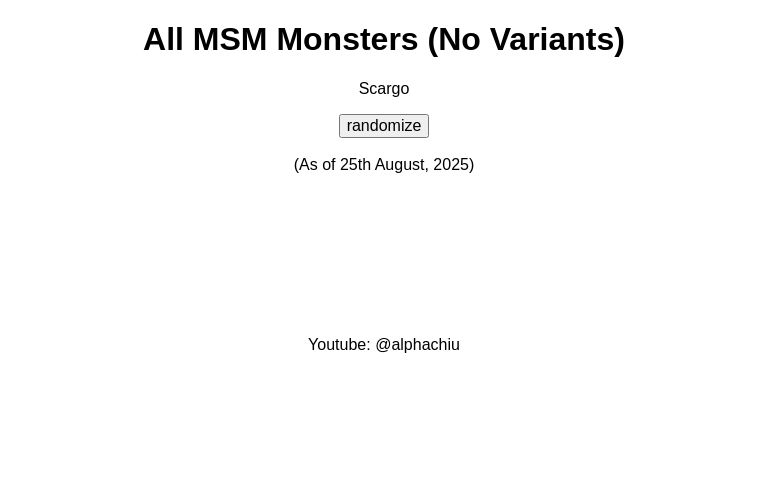 All MSM Monsters (No Variants) ― Perchance Generator