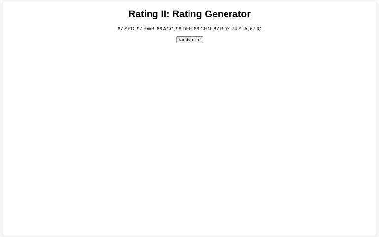 Rating II: Rating Generator