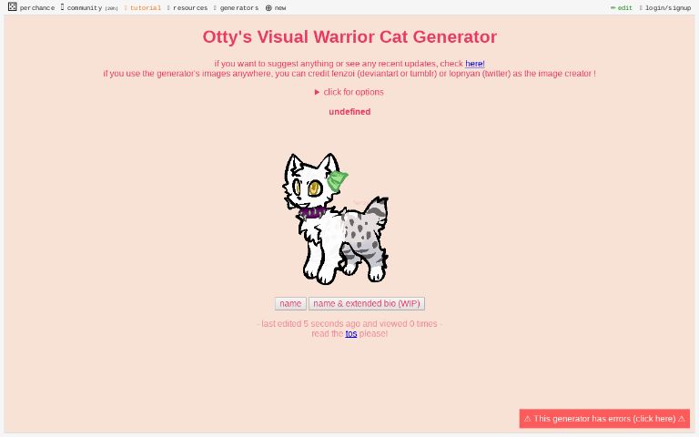 Otty's Visual Warrior Cat Generator