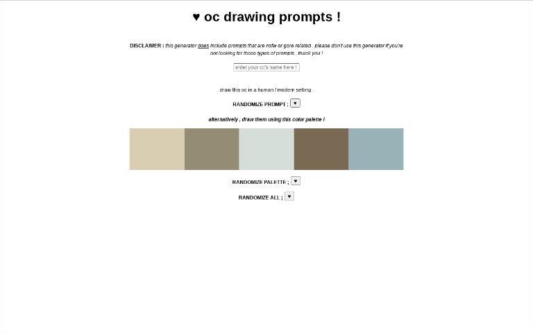 ♥ oc drawing prompts ! ― Perchance Generator