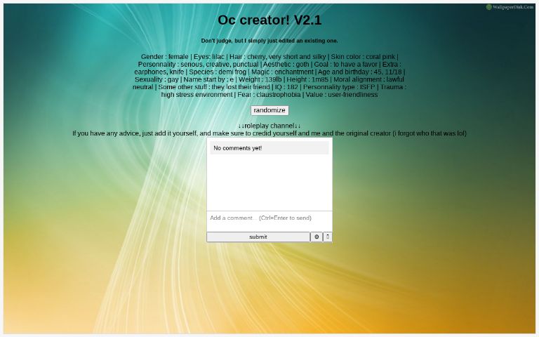 Oc creator! V2.1 ― Perchance Generator