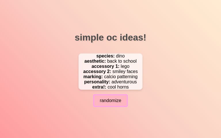 simple oc ideas! ― Perchance Generator