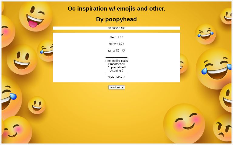 Oc inspiration w/ emojis and other. ― Perchance Generator