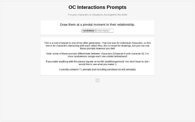 OC Interactions Prompts ― Perchance Generator