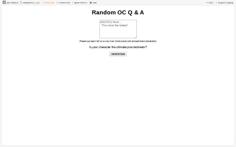 Random OC Q & A ― Perchance Generator