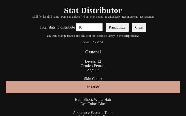 Stat Distributor ― Perchance Generator