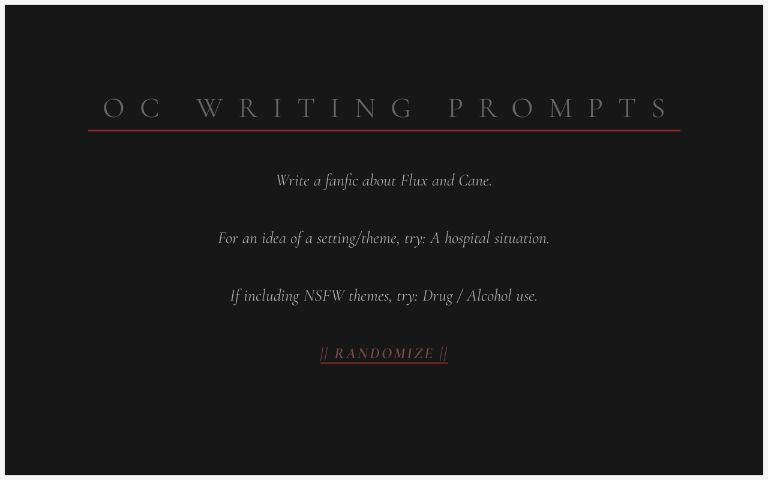 OC Writing Ideas. ― Perchance Generator