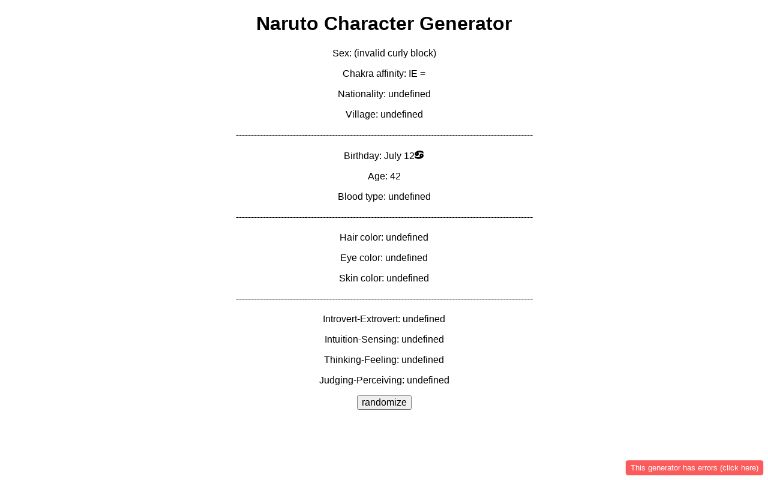 Naruto Character Generator