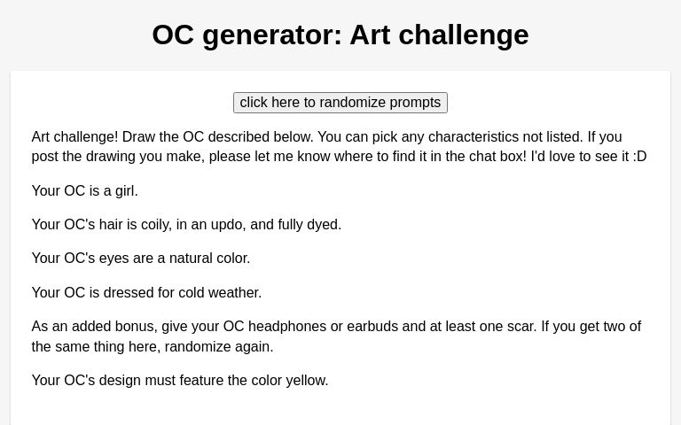 OC generator: Art challenge