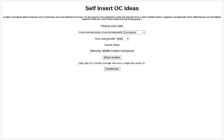 Self Insert OC Ideas ― Perchance Generator