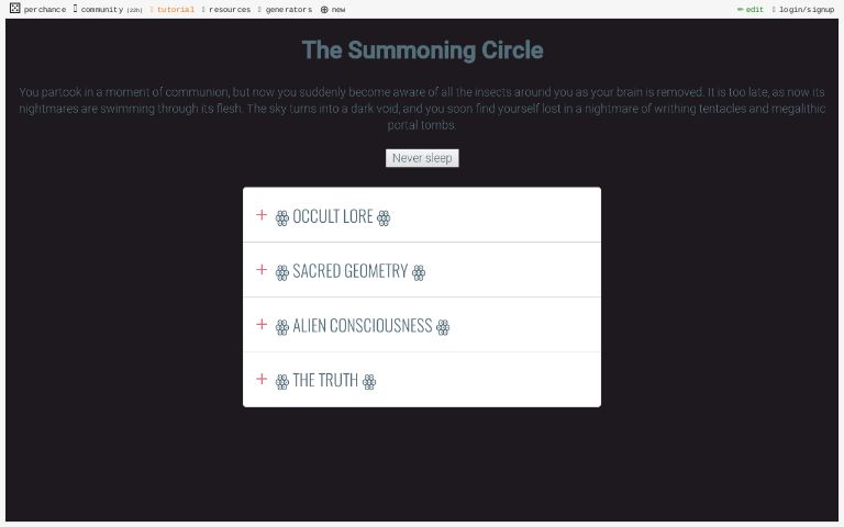 The Summoning Circle ― Perchance Generator